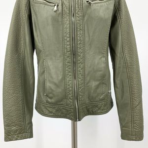 Guess | Jackets & Coats | Guess Leather Green Jacket | Poshmark